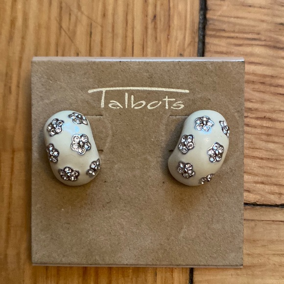 Talbots | Jewelry | Vintage White Enamel With Rhinestones | Poshmark